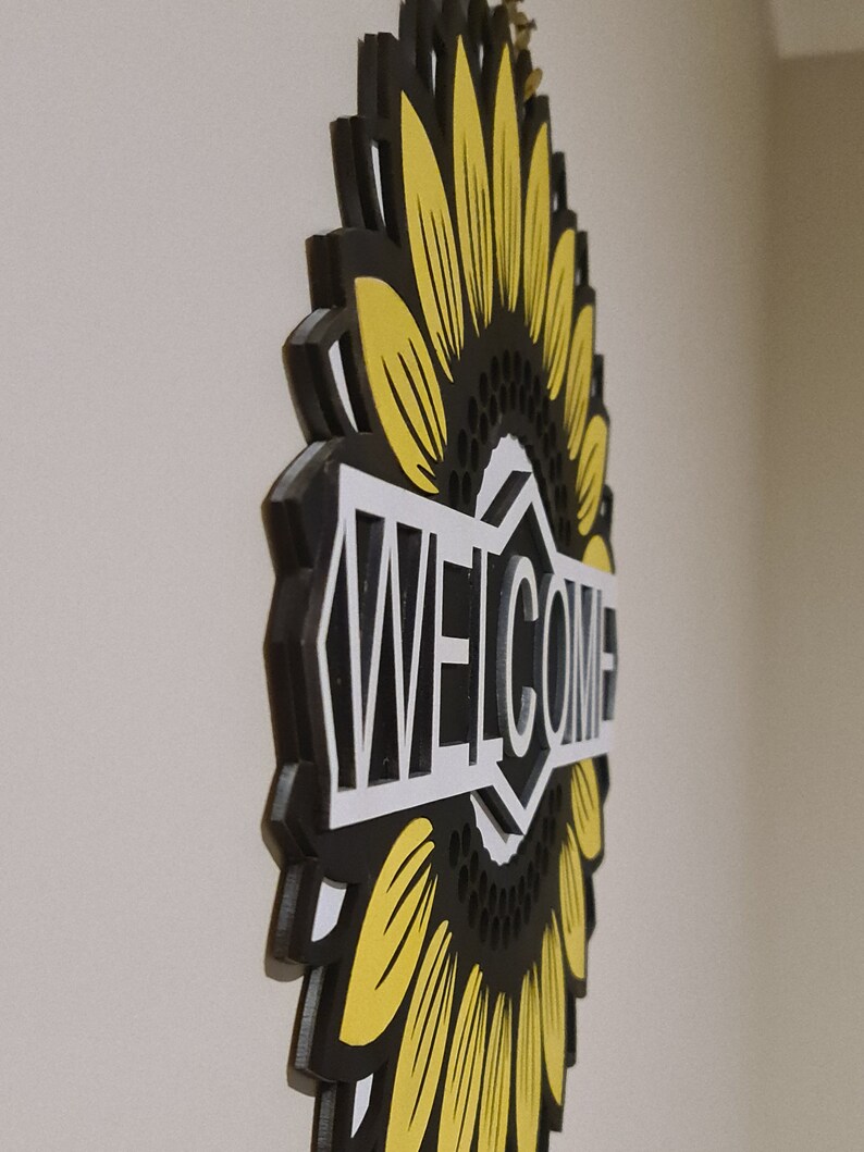Sunflower Welcome Sign SVG, Multi-layer Assemble, Door Hanger Sunflower ...