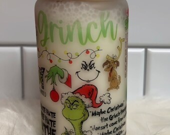 Grinch Glass Can - Etsy