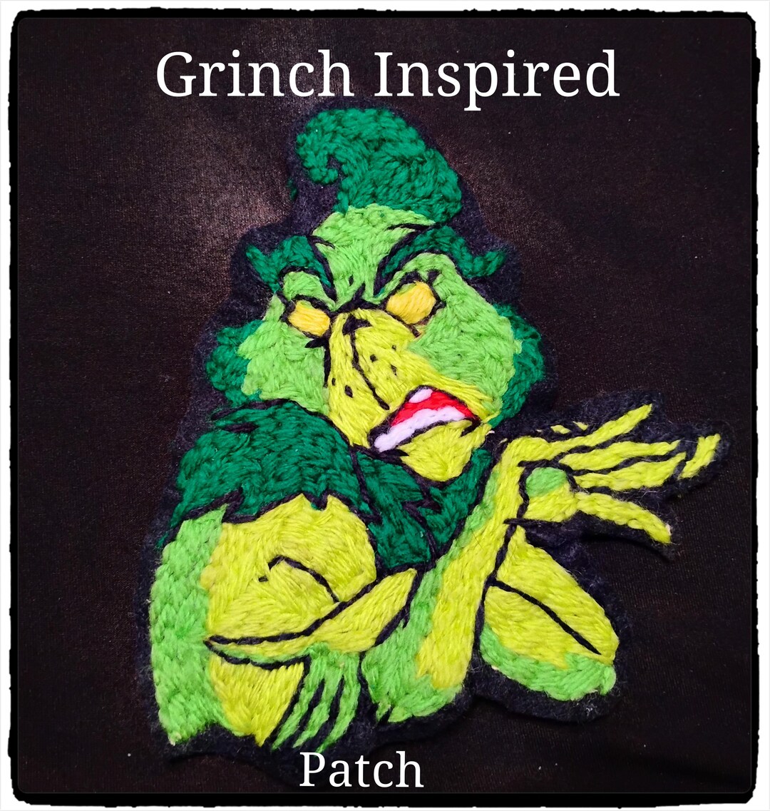 The Grinch Inspired Applique/crochet Patch/motif/ Christmas Applique - Etsy
