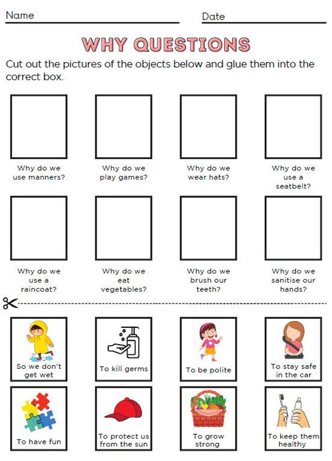 WHY Questions, Kids Activity Sheet - Etsy