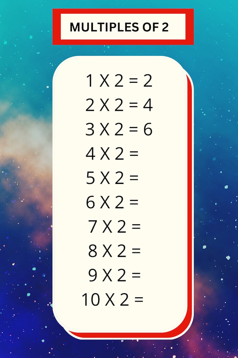MULTIPLICATION TABLE - Etsy