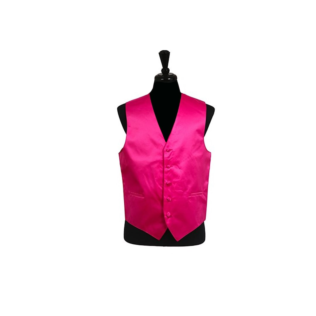 New Men's Tuxedo Vest Waistcoat Only Hot Pink Regular Fit Wedding ...