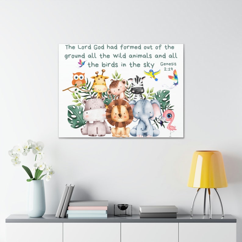 God Made the Animals Wall Decor, Genesis 2:19, Bible Verse Wall Art for ...