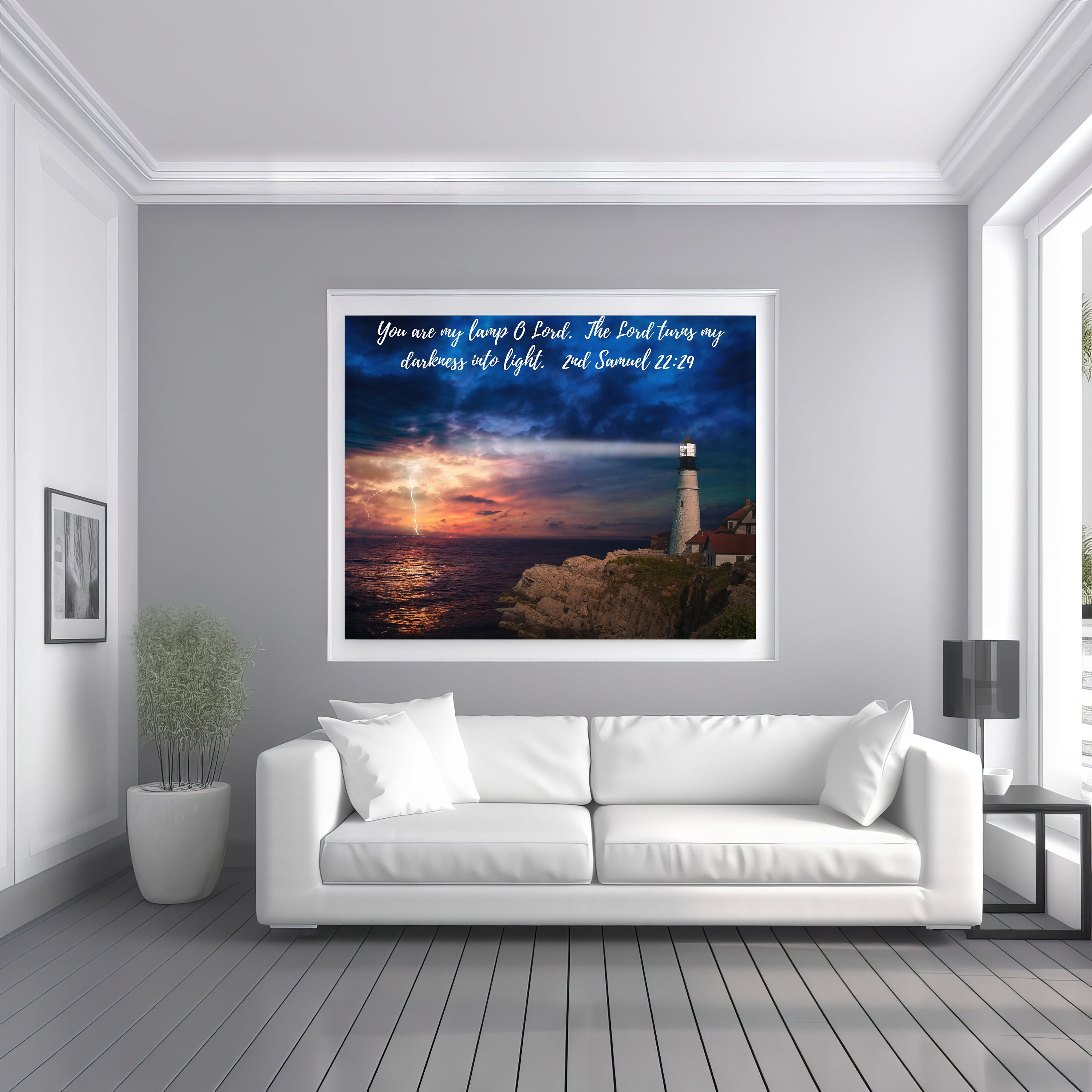 Lighthouse Wall Art, Lighthouse Scripture Decor, Wall Art Gift, Home ...