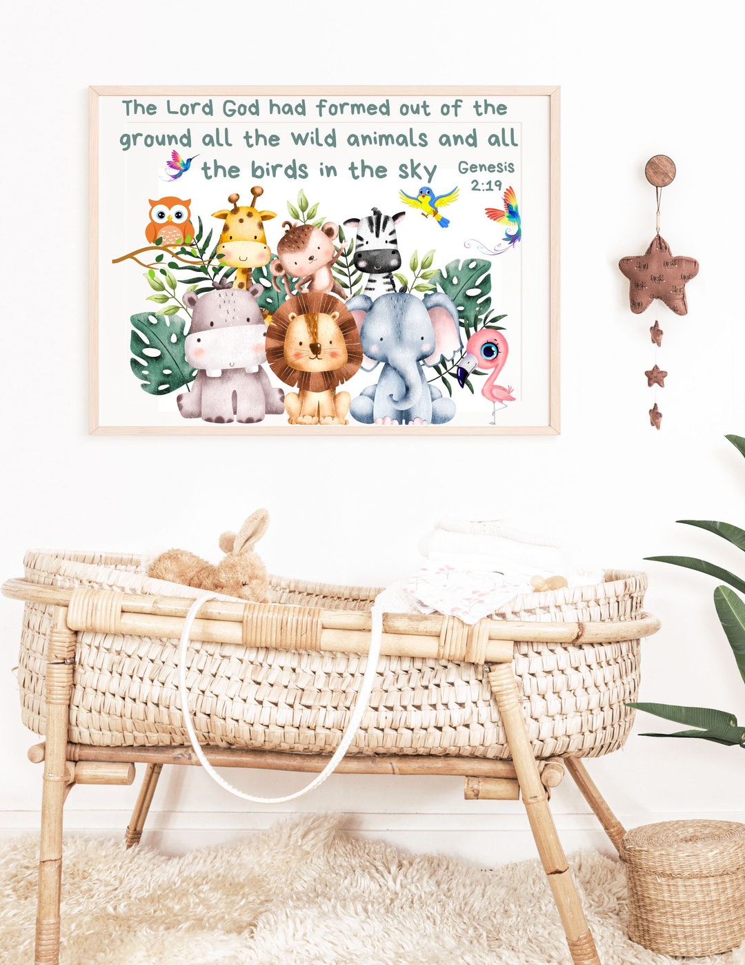 God Made the Animals Wall Decor, Genesis 2:19, Bible Verse Wall Art for ...
