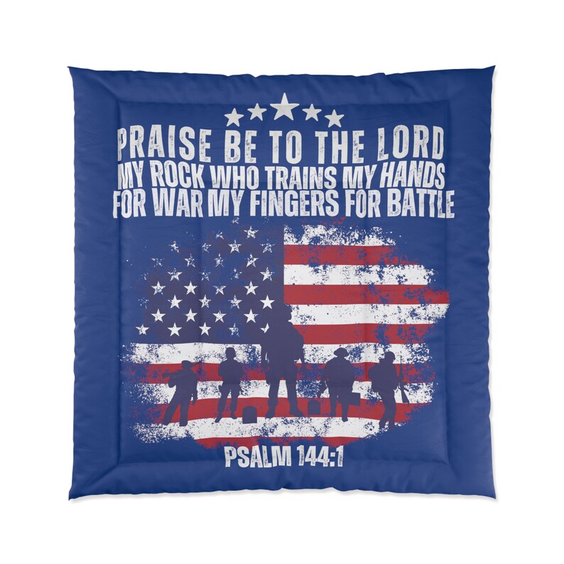Bible Verse Patriotic Comforter, Marines, Navy Seal, Air Force, Army ...