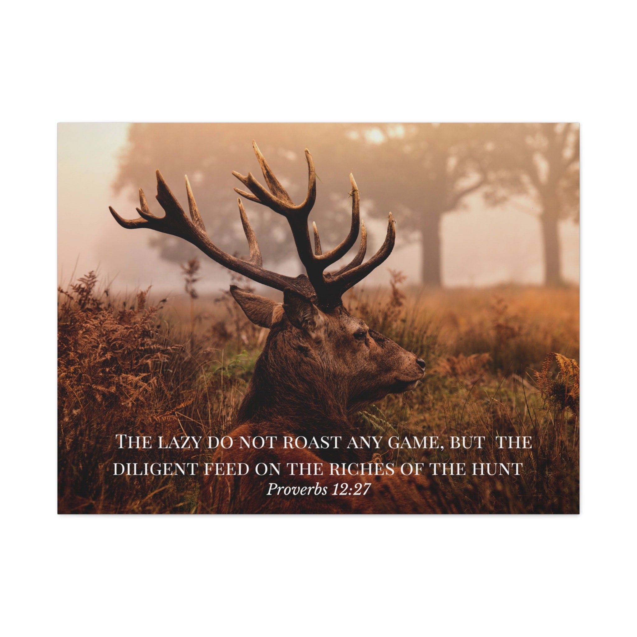 Stag Hunting Bible Verse Wall Art, Deer Hunt Scripture Canvas, Outdoors ...