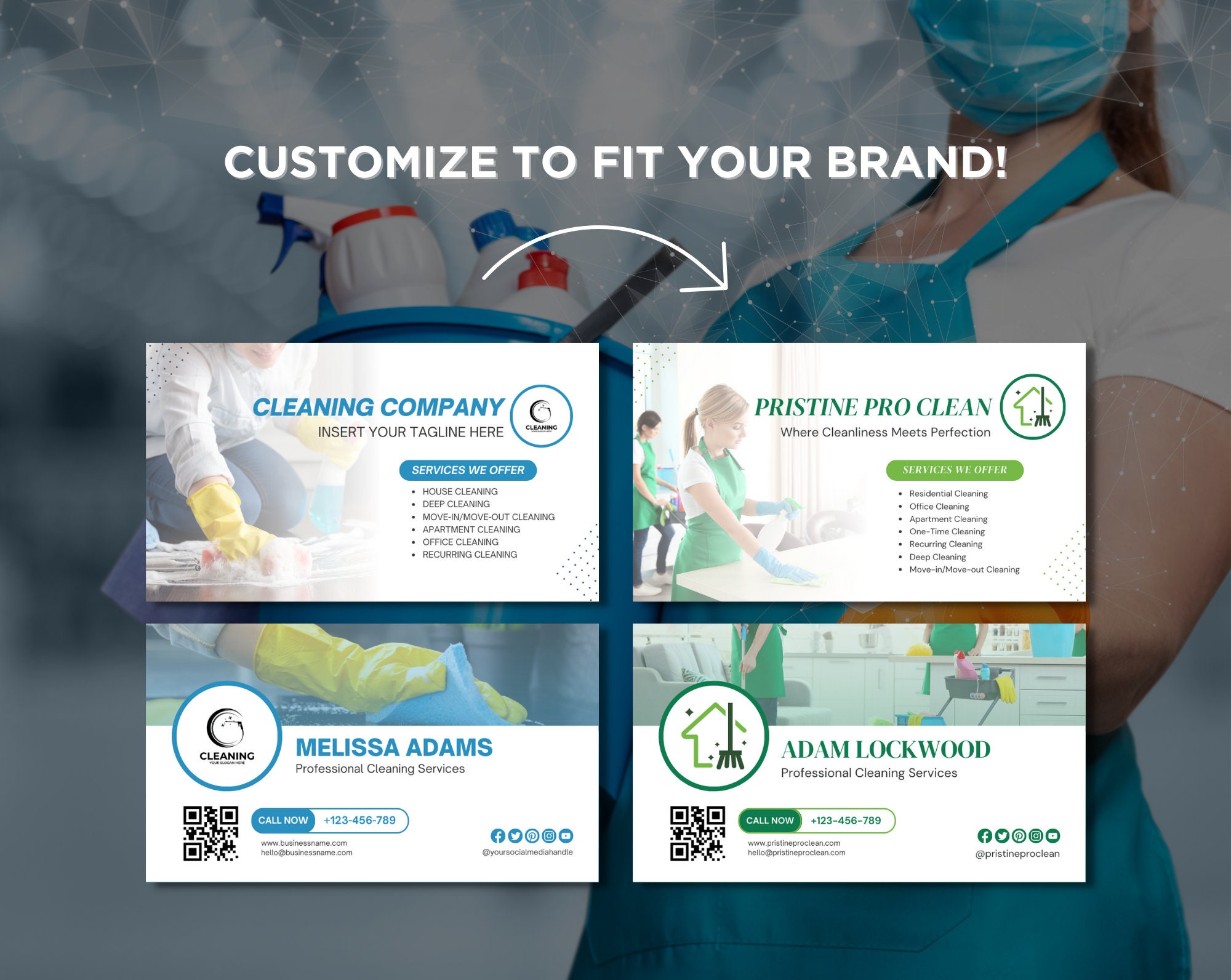 Cleaning Lady Business Card Template Office Cleaning Business Cards ...