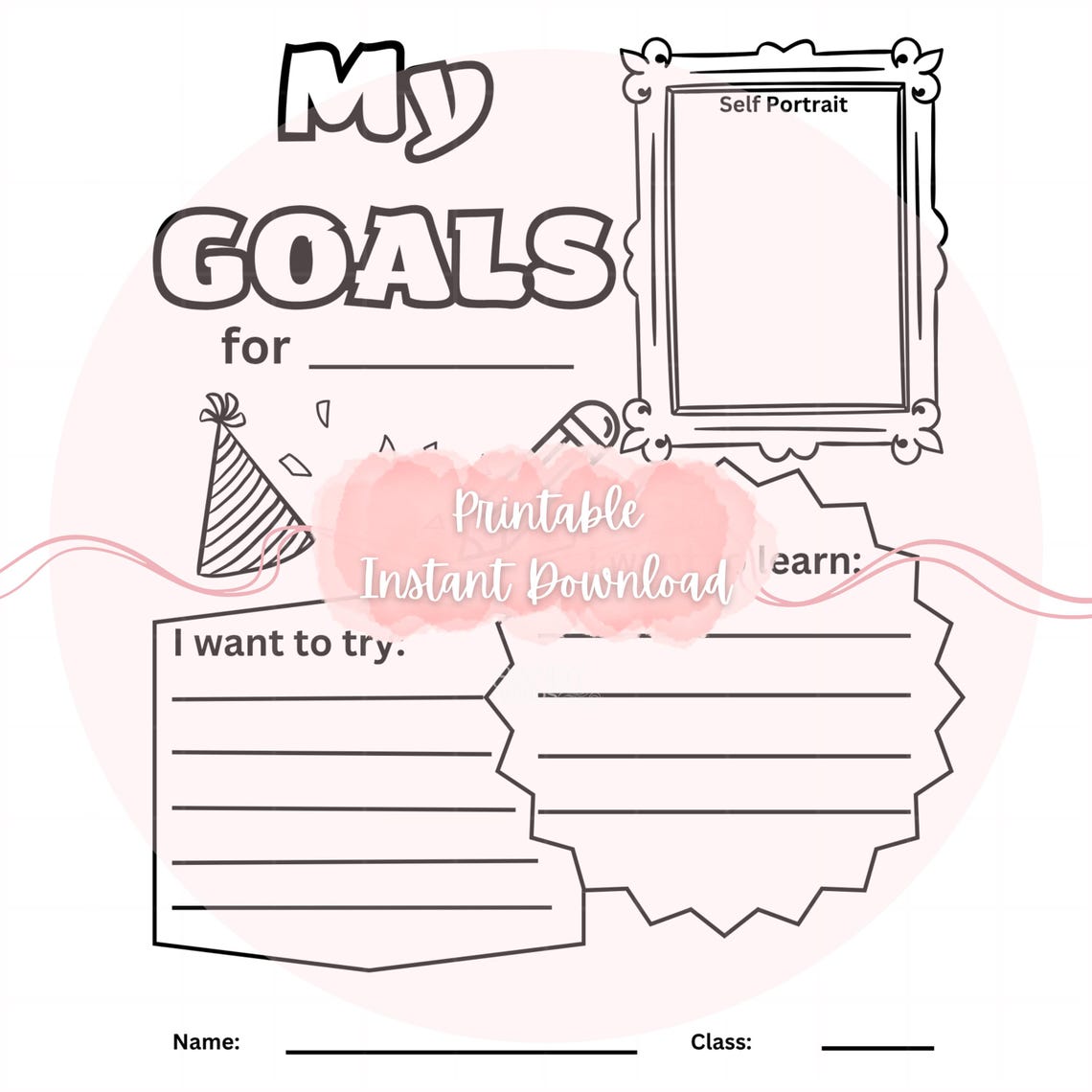 STUDENT GOAL SETTING Printouts | 11 Art Worksheets | Vision Board ...