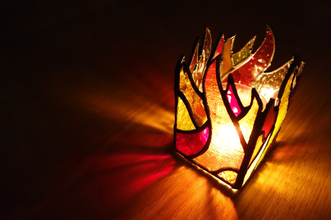 Fire Flame Stained Glass Candle Holder PATTERN, Digital Download, PDF ...