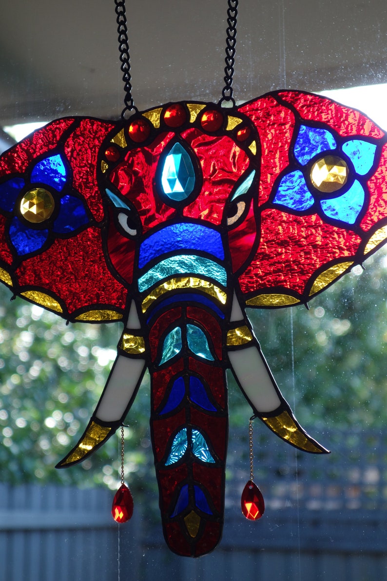 Indian Elephant Stained Glass Sun Catcher PATTERN, Digital Download ...