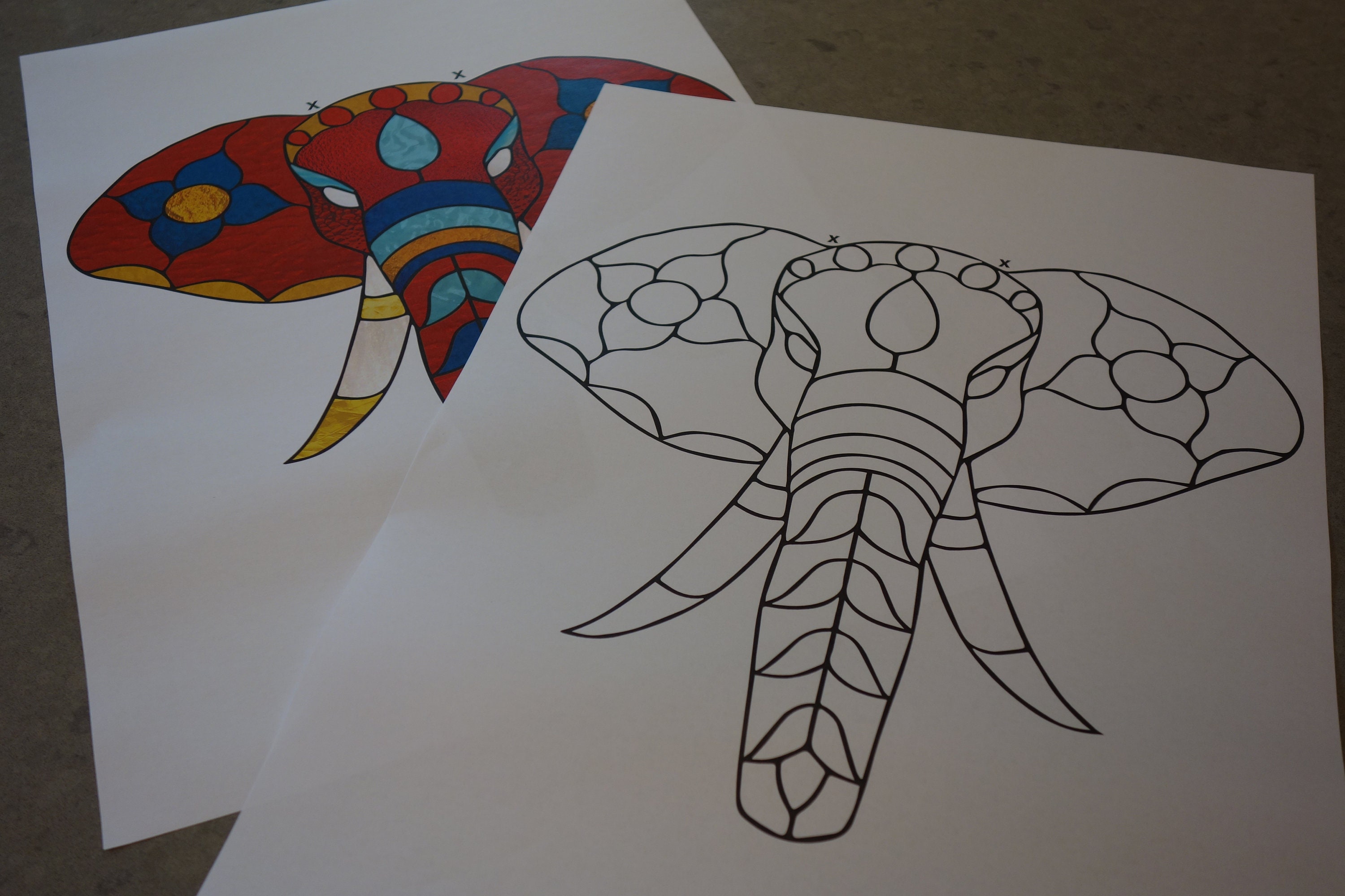 Indian Elephant Stained Glass Sun Catcher PATTERN, Digital Download ...