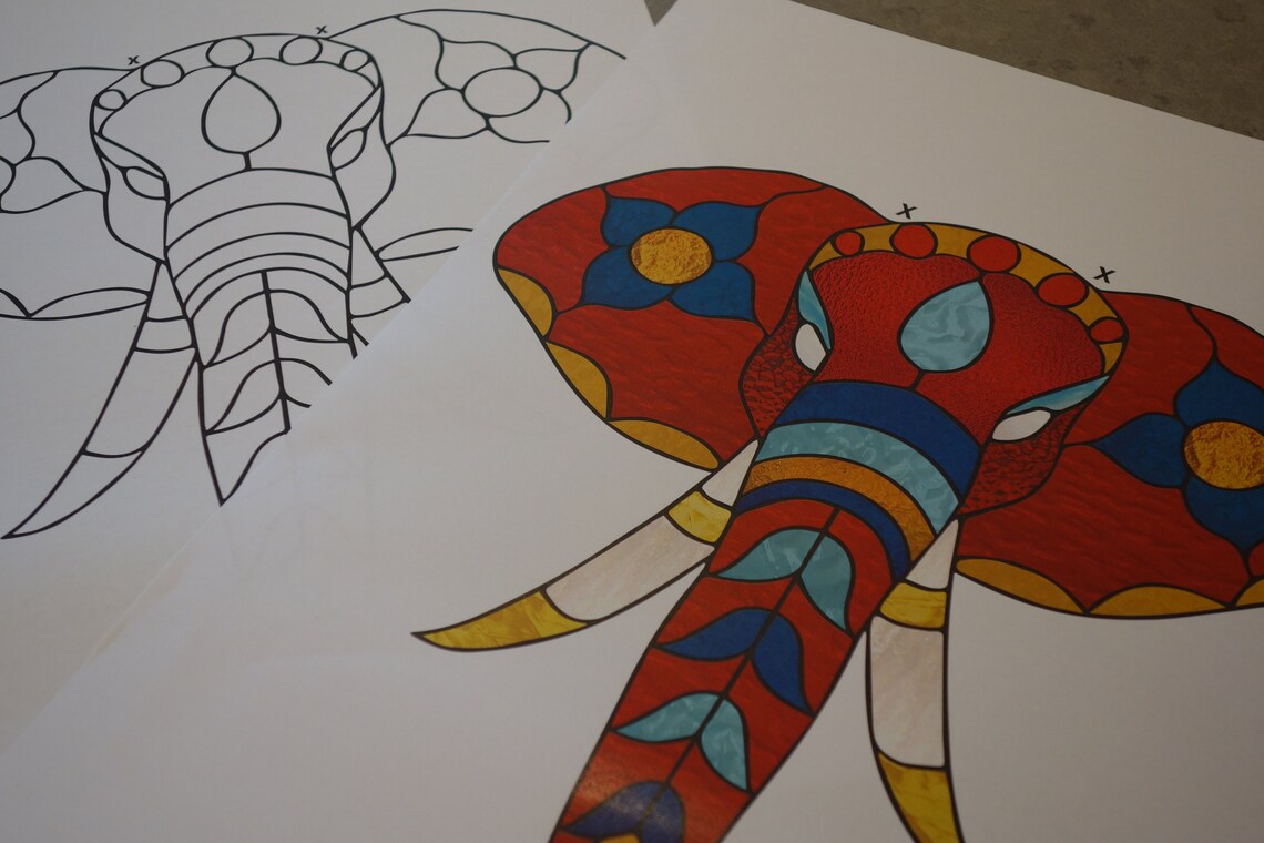 Indian Elephant Stained Glass Sun Catcher PATTERN, Digital Download ...