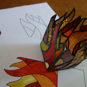 Fire Flame Stained Glass Candle Holder PATTERN, Digital Download, PDF ...