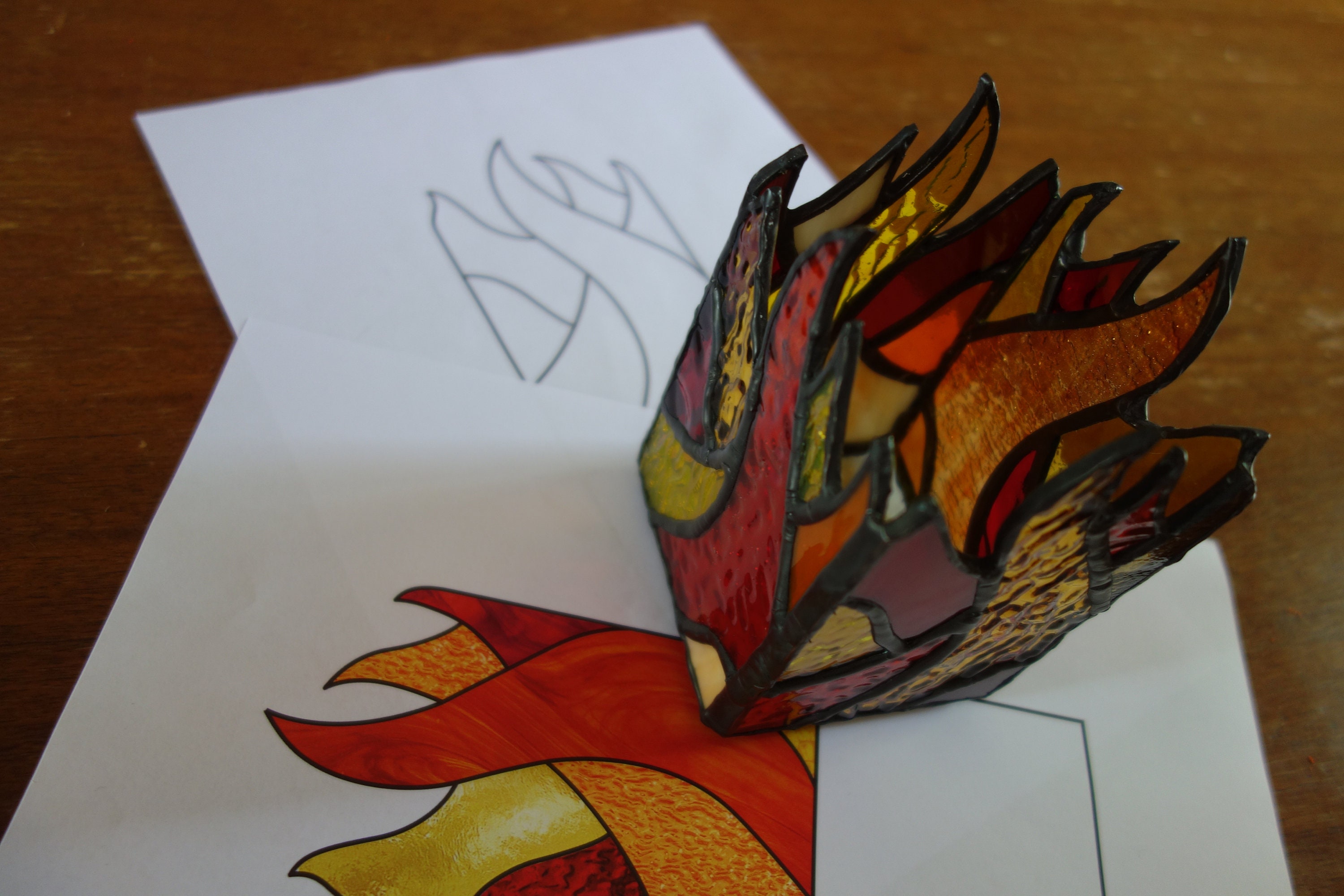 Fire Flame Stained Glass Candle Holder PATTERN, Digital Download, PDF ...