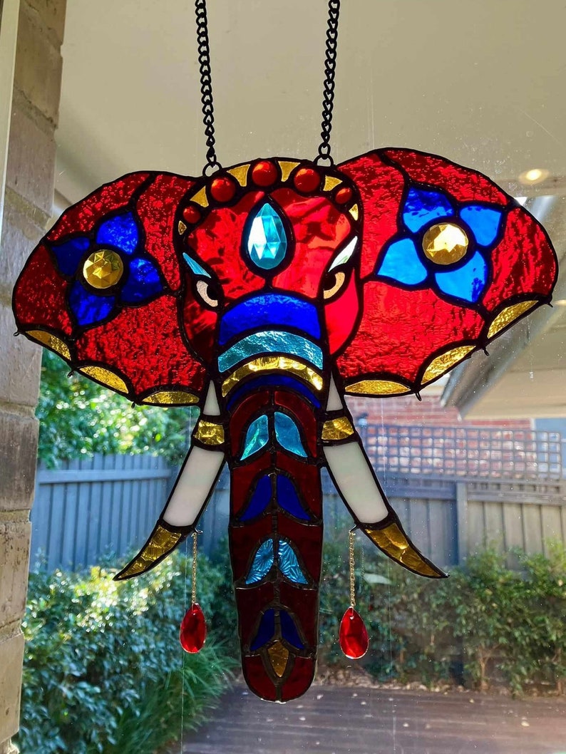 Indian Elephant Stained Glass Sun Catcher PATTERN, Digital Download ...