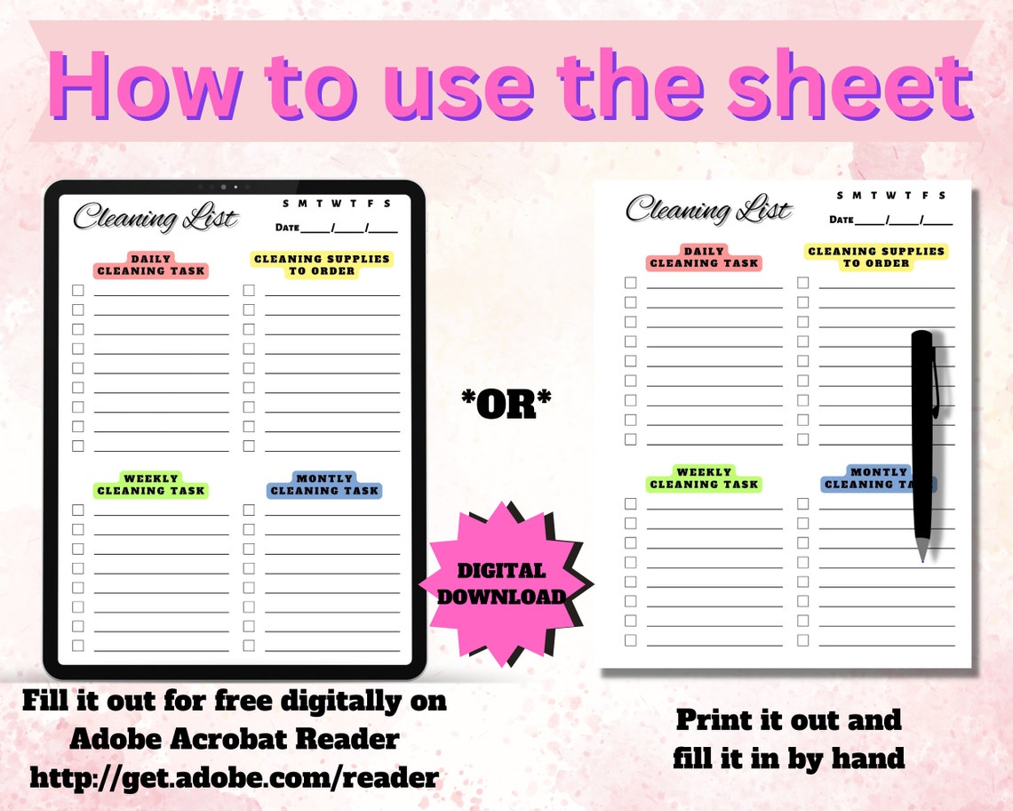 Basic Cleaning List | Daily, Weekly, Monthly Cleaning Checklist ...
