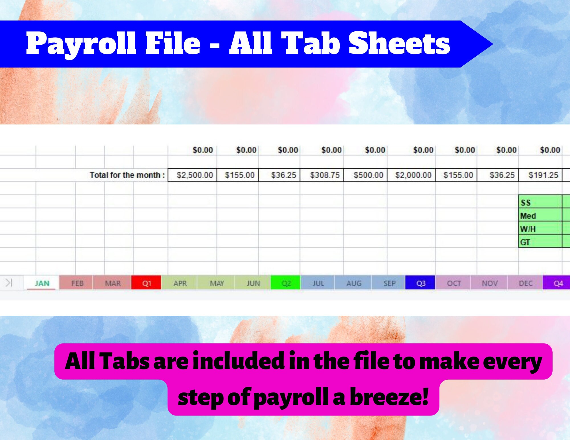 PAYROLL ONLY - Simple Basic Small Business Digital Payroll File, Manual ...