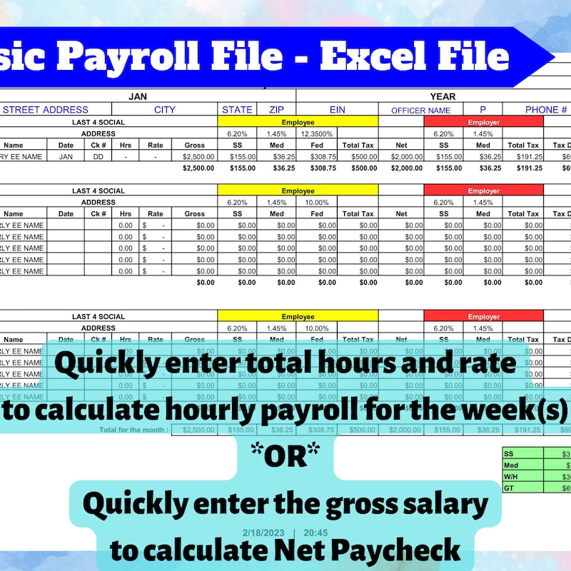 Payroll Balance Spreadsheet - Etsy
