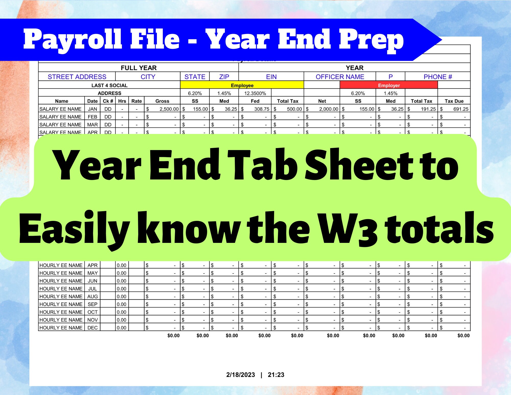 PAYROLL ONLY - Simple Basic Small Business Digital Payroll File, Manual ...
