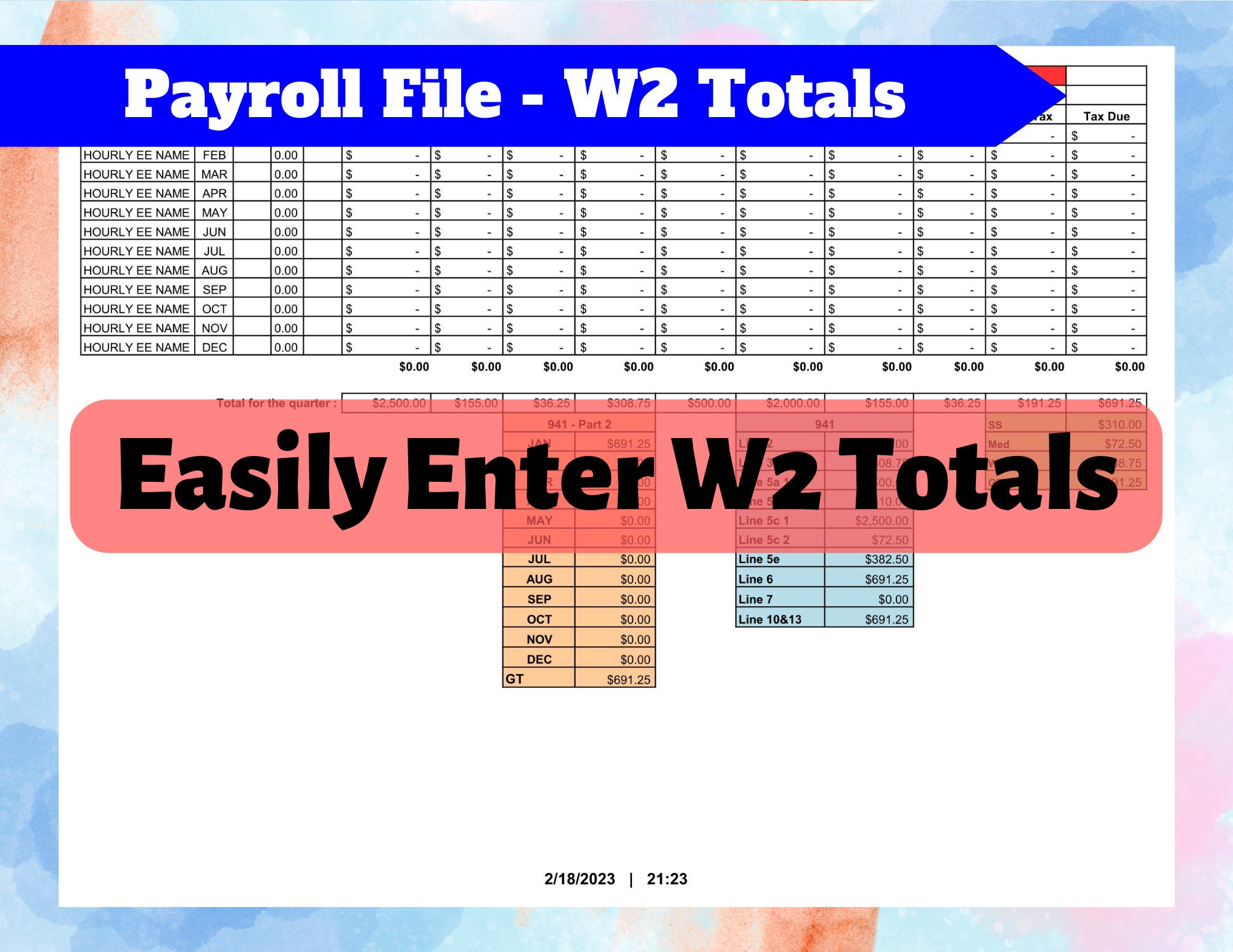PAYROLL ONLY - Simple Basic Small Business Digital Payroll File, Manual ...