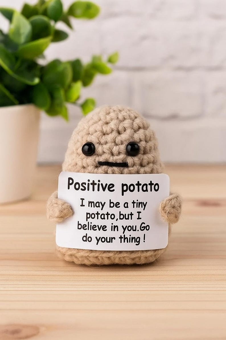 Positive Potato, Mini Handmade Plush Wool Knitting Doll - Etsy