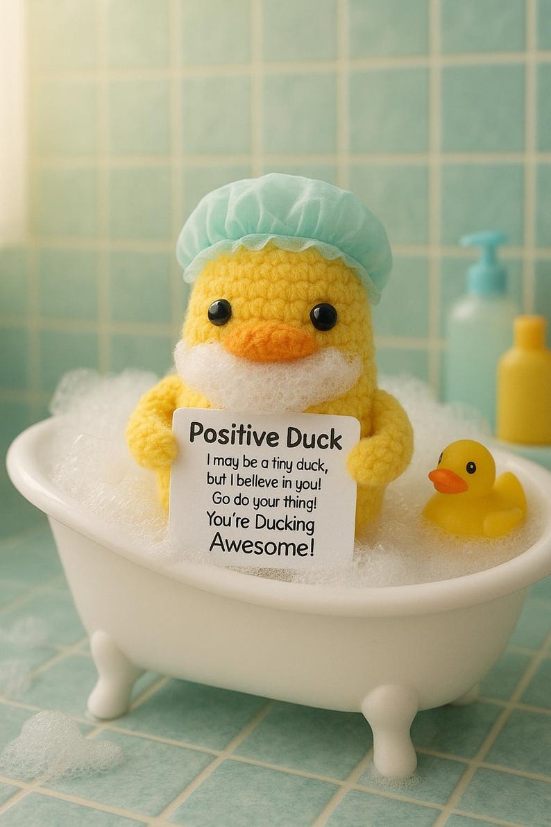 Crochet Positive Duck: Kawaii Amigurumi Desk Buddy - Encouragement Gift ...