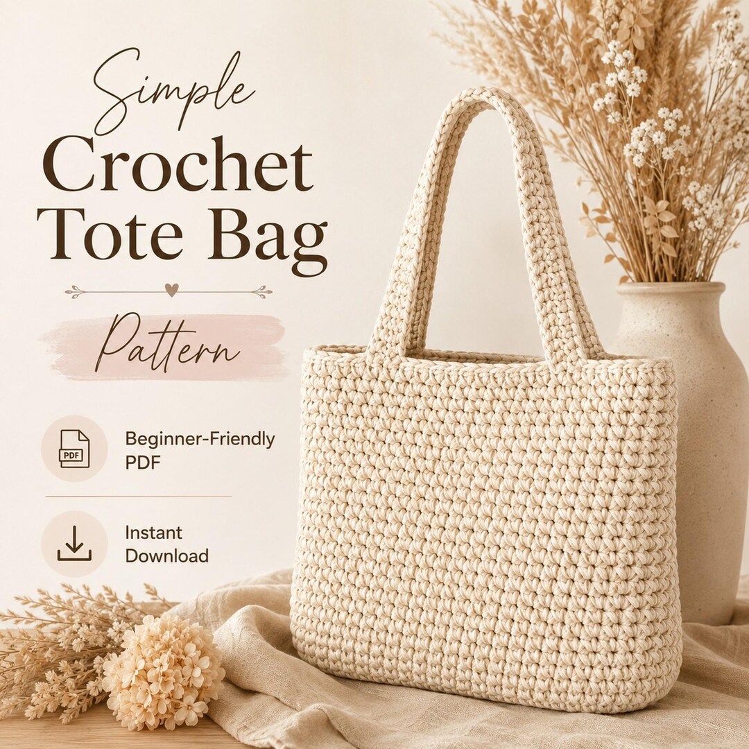 Simple Crochet Pattern PDF, Beginner Crochet Market Bag Tutorial ...