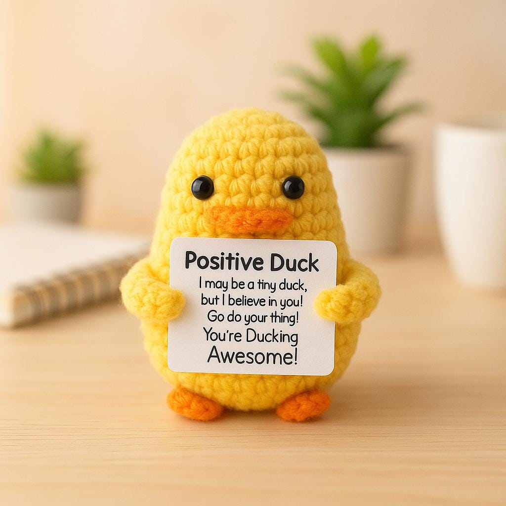 Crochet Positive Duck: Kawaii Amigurumi Desk Buddy - Encouragement Gift ...