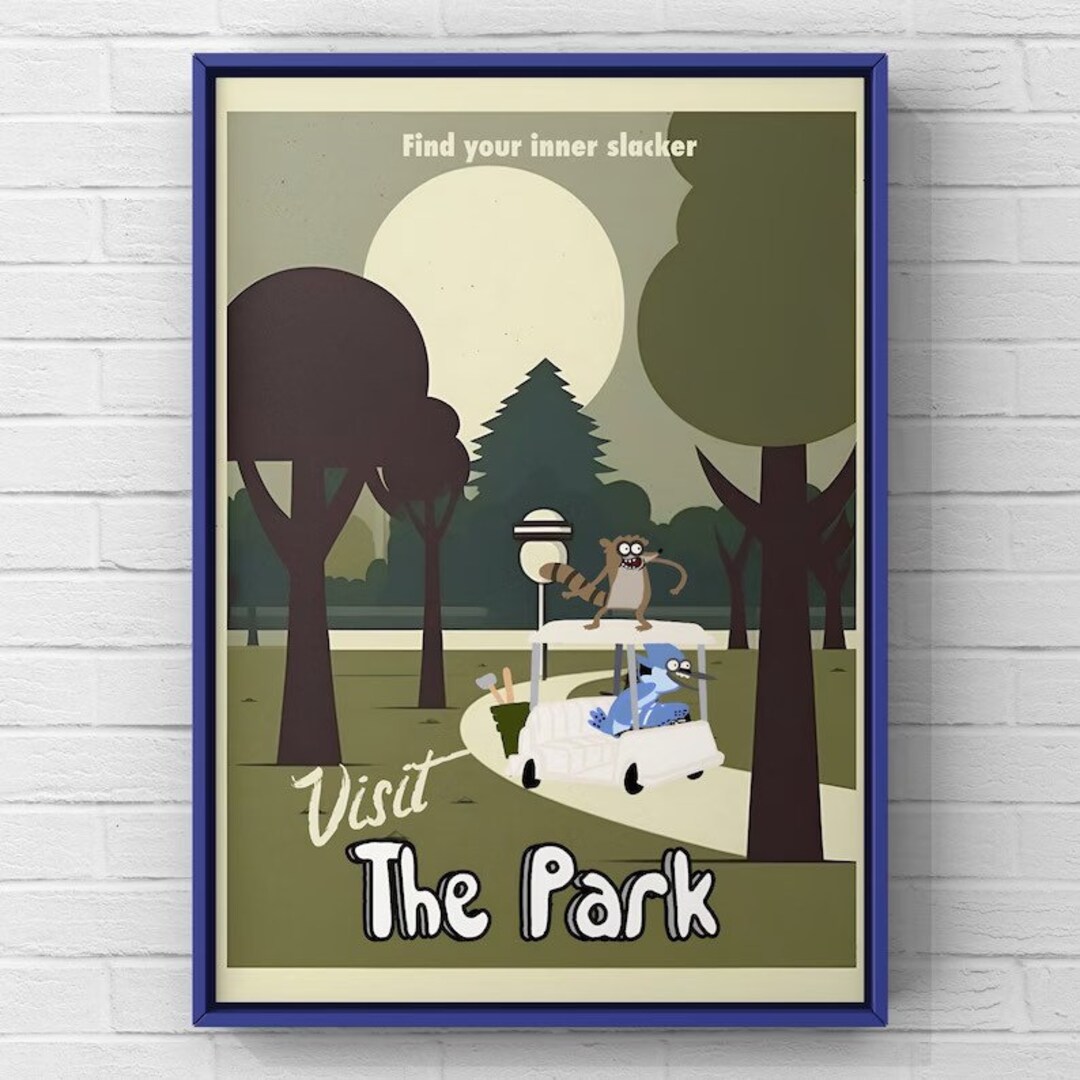 Visit the Park Retro Travel Poster Regular Show Poster Trippy Toon ...