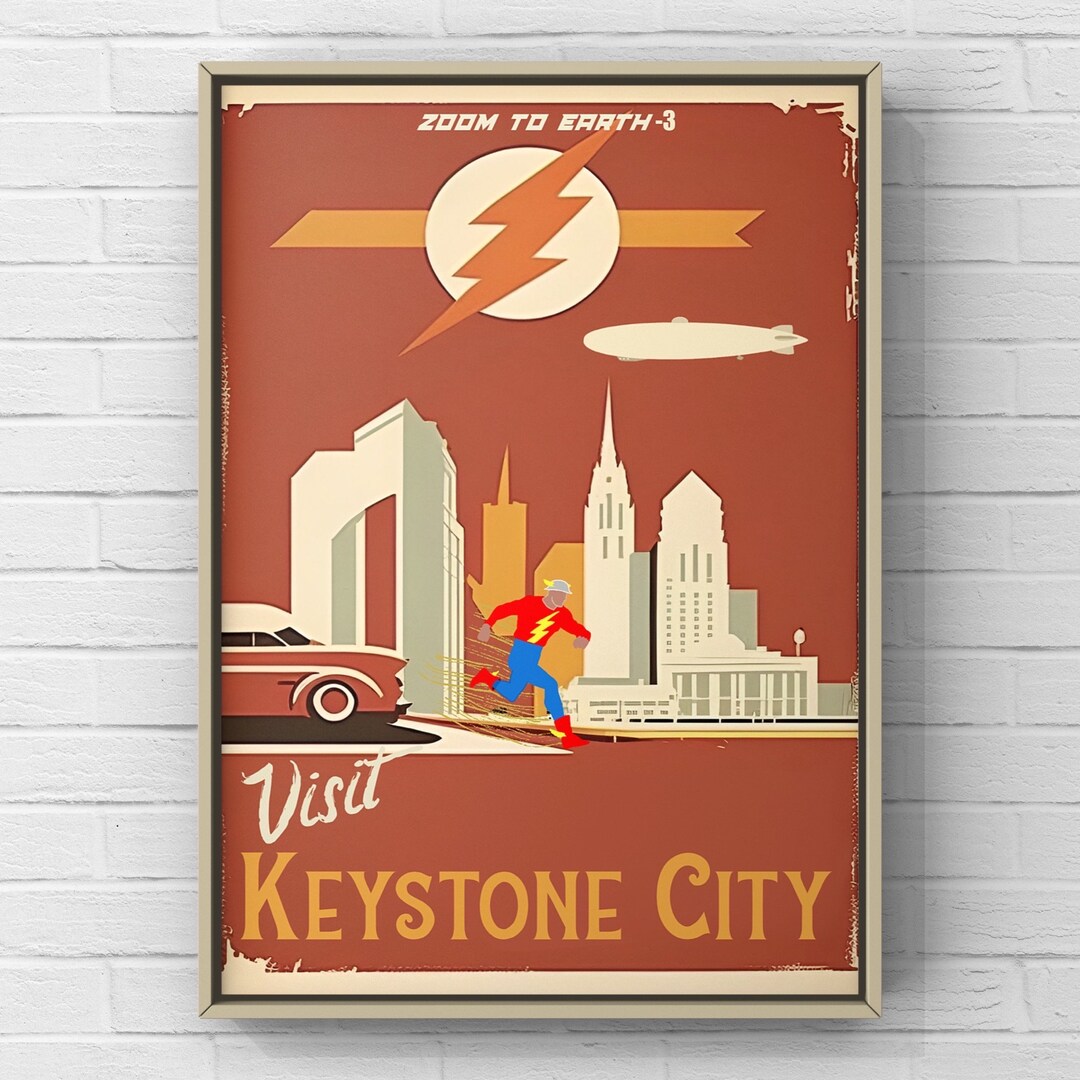 Golden Age Flash Visit Keystone City Travel Poster DC Comics Vintage ...