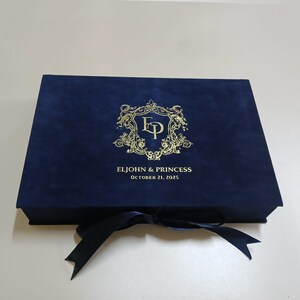 Navy Blue Velvet Acrylic Invitation Box - Etsy