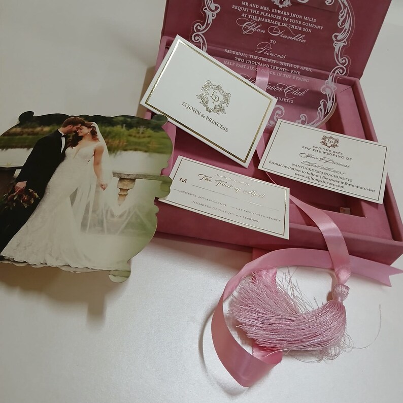Light Pink Velvet Acrylic Invitation Box - Etsy