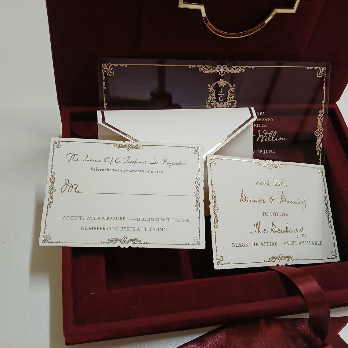 Maroon / Dark Red Velvet Acrylic Invitation Box - Etsy