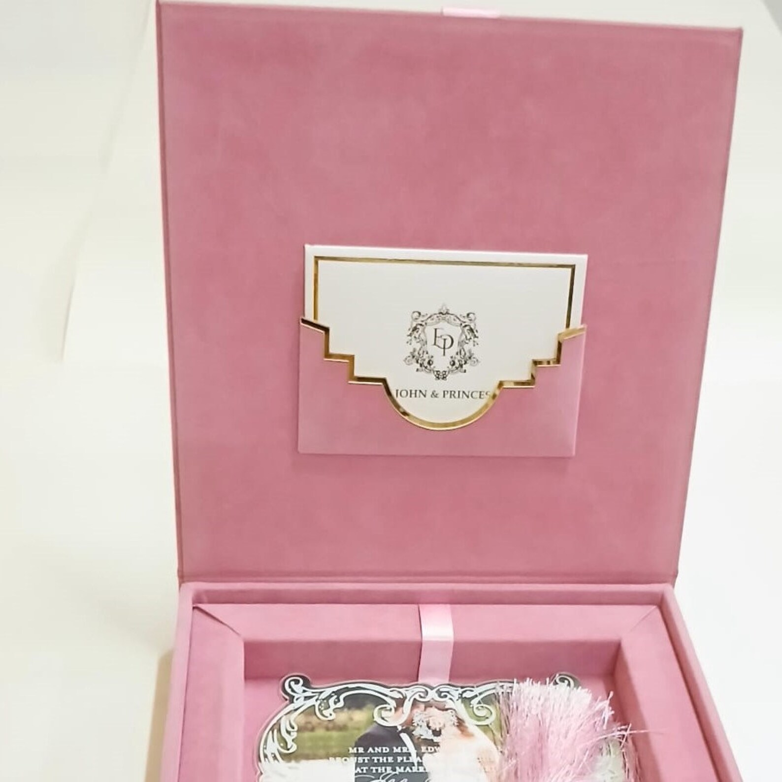 Light Pink Velvet Acrylic Invitation Box - Etsy