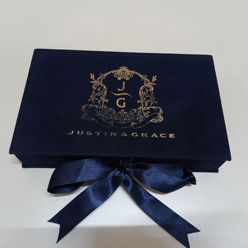 Royal Dark Blue Velvet Acrylic Invitation Box - Etsy
