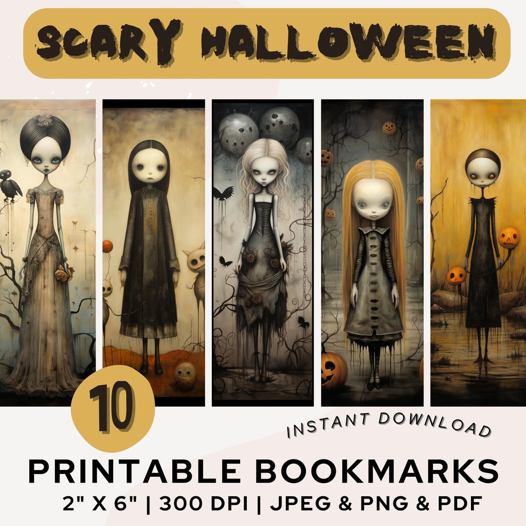 Scary Halloween Printable Bookmarks Spooky Halloween Bookmark Book ...