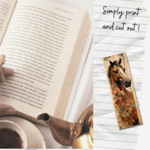 Floral Horse Printable Bookmarks Floral Artwork Horse Bookmark PNG PDF ...