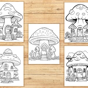 Mushroom House Coloring Page, 15 Printable Fantasy Enchanted Mushroom ...