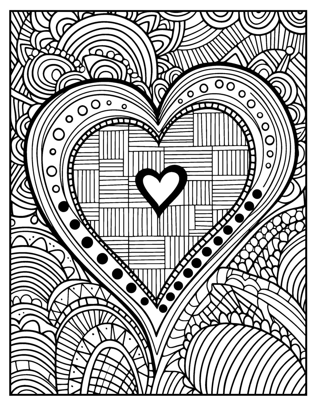 Heart Pattern Coloring Page Printable Coloring Page Heart - Etsy UK