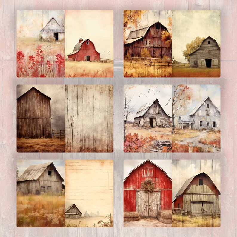 Barn Junk Journal Paper BIG BUNDLE Digital Papers Pack Collage ...