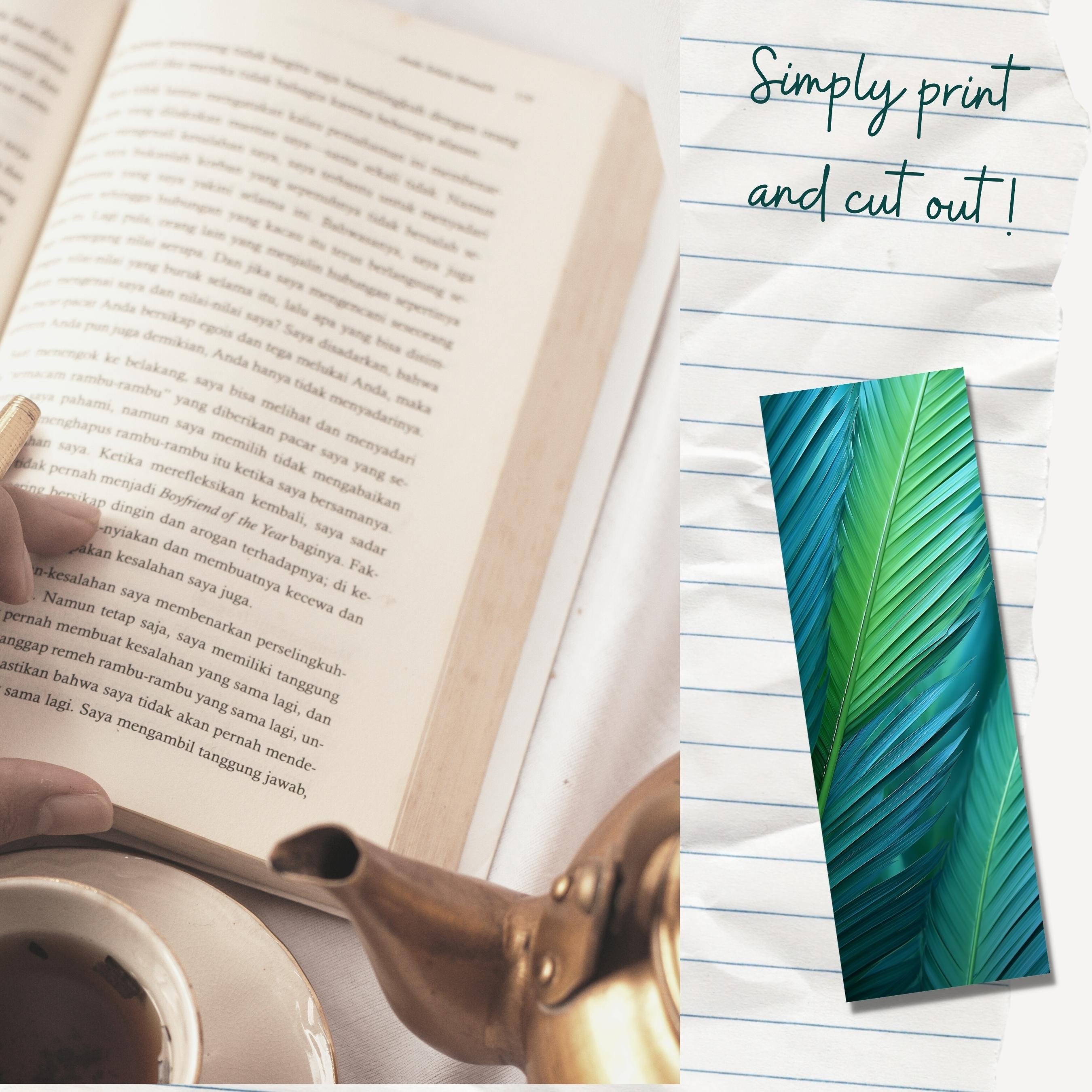 Palm & Monstera Leaf Bookmarks Printable Bookmark Colorful - Etsy
