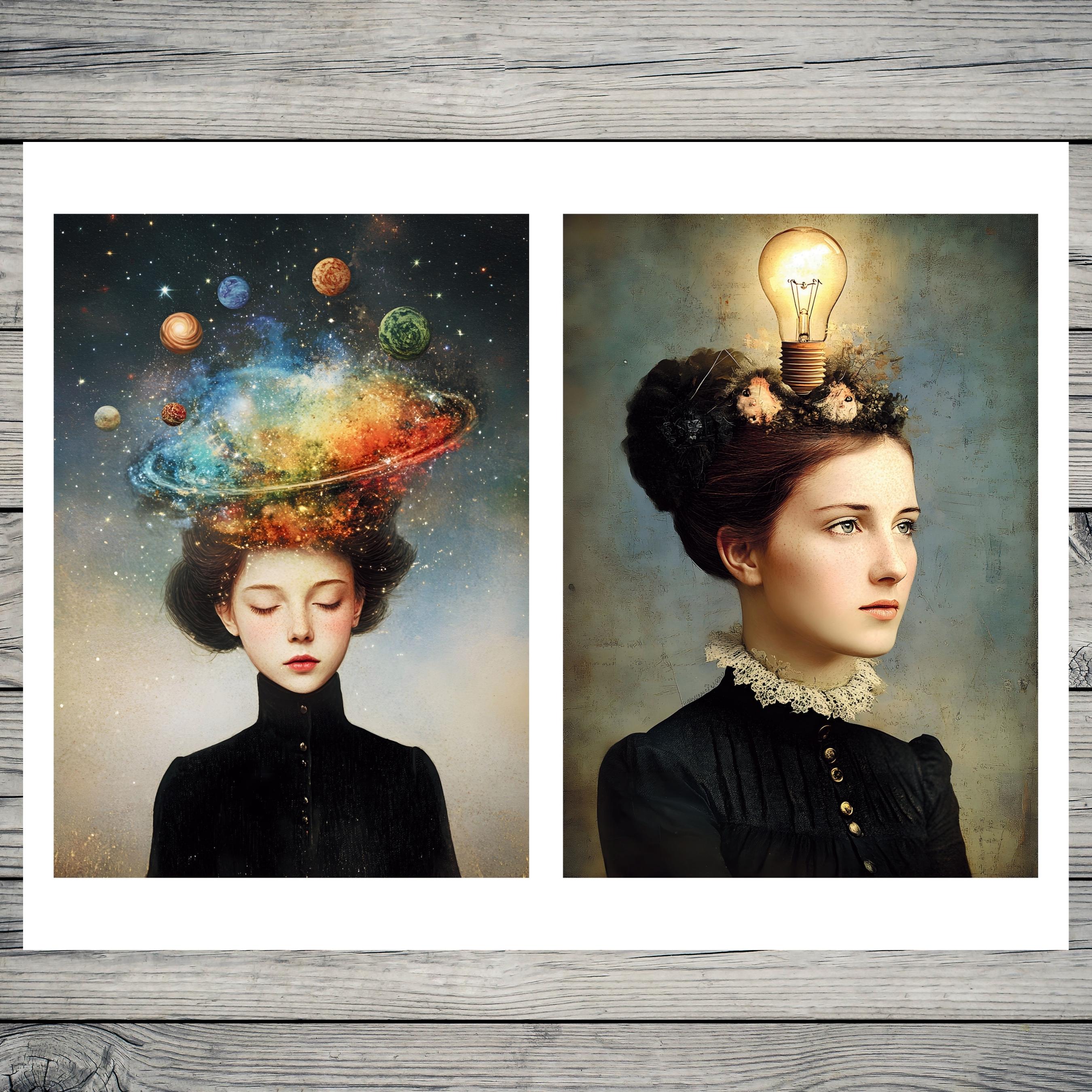 Visual Brainstorm Printable Junk Journal Cards ATC Card Making Surreal ...