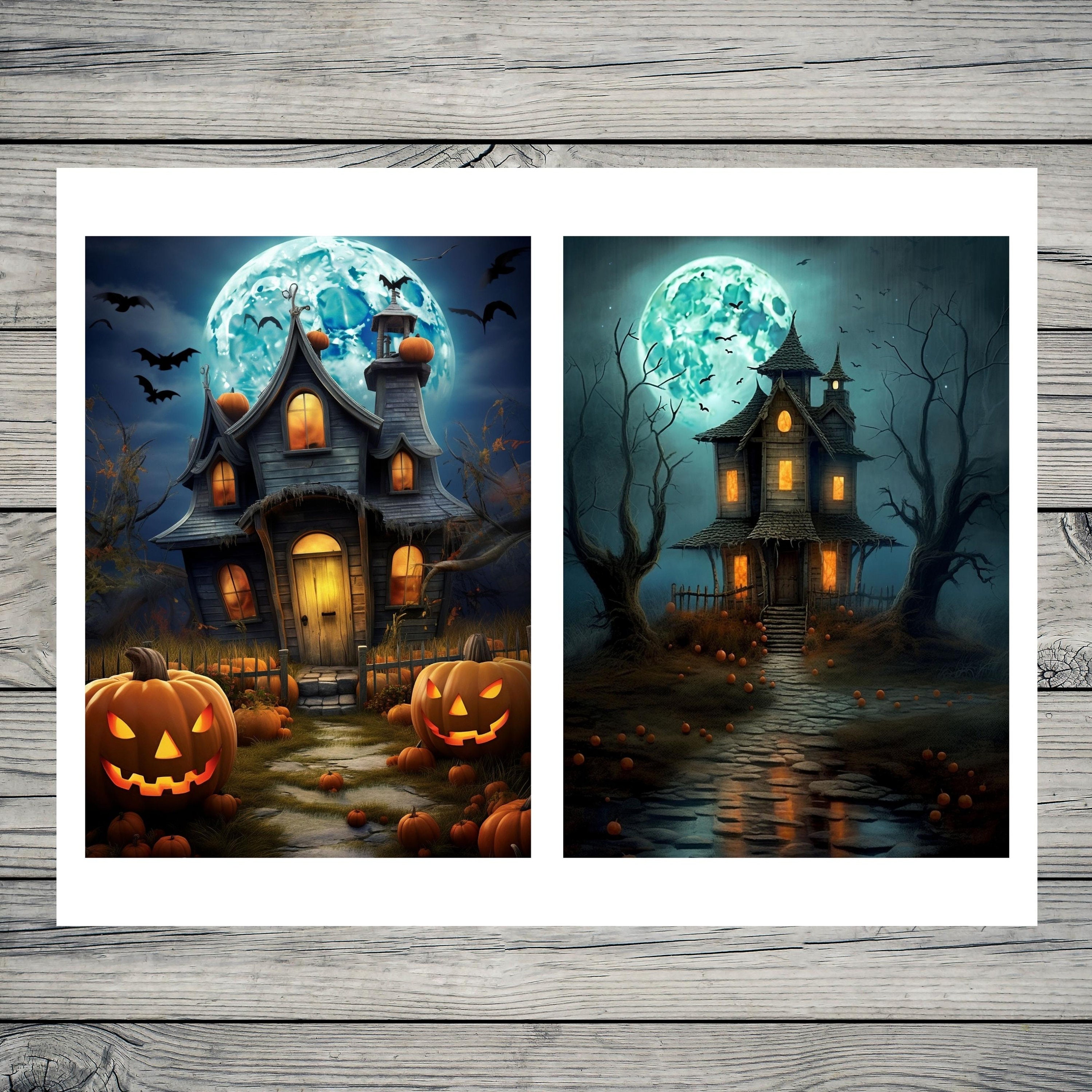 Spooky House Printable Digital Image Junk Journal ATC Cards Hallloween ...