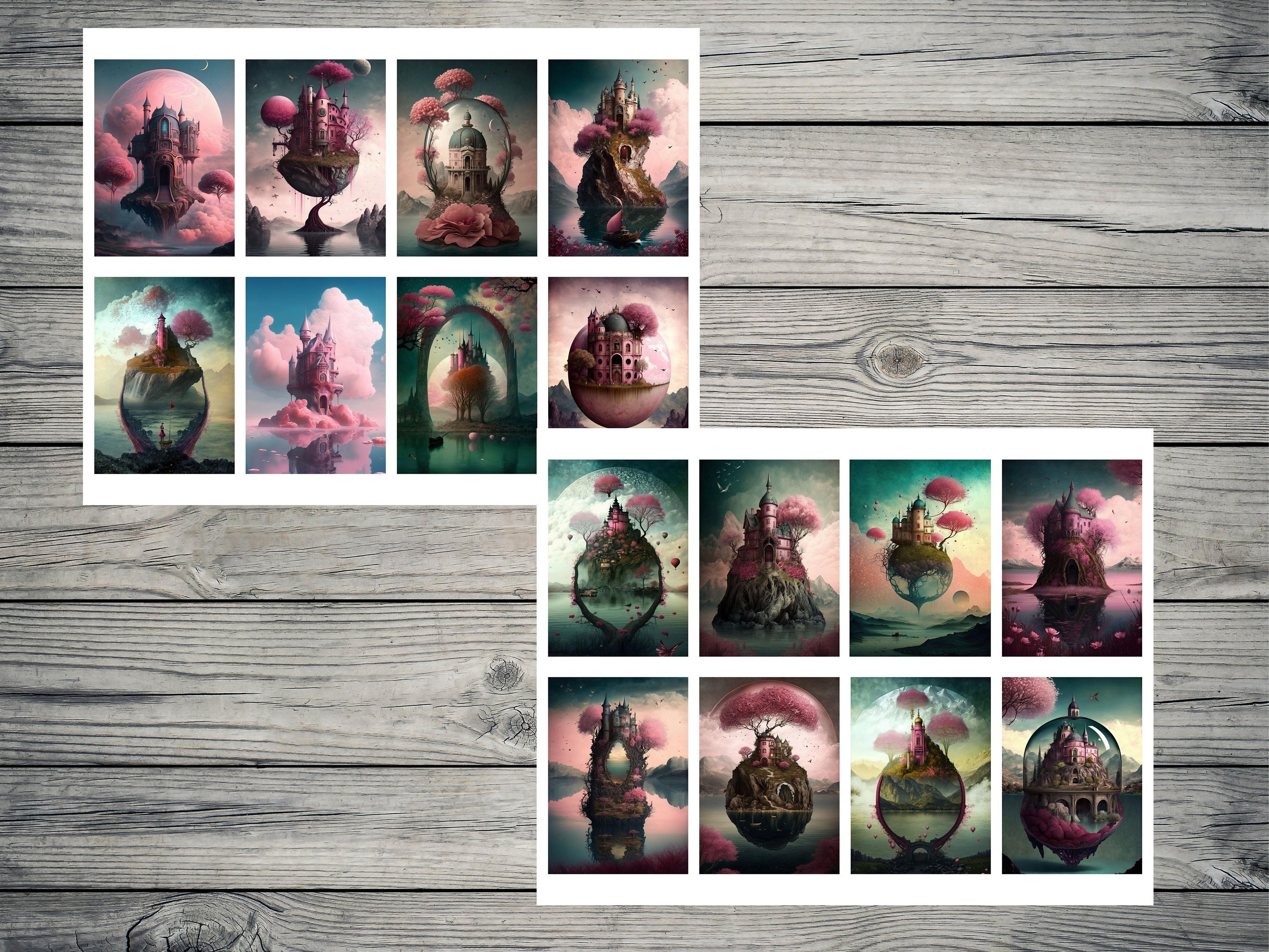 Pink Castle Printable ATC Cards, DIGITAL DOWNLOAD, Junk Journal ...