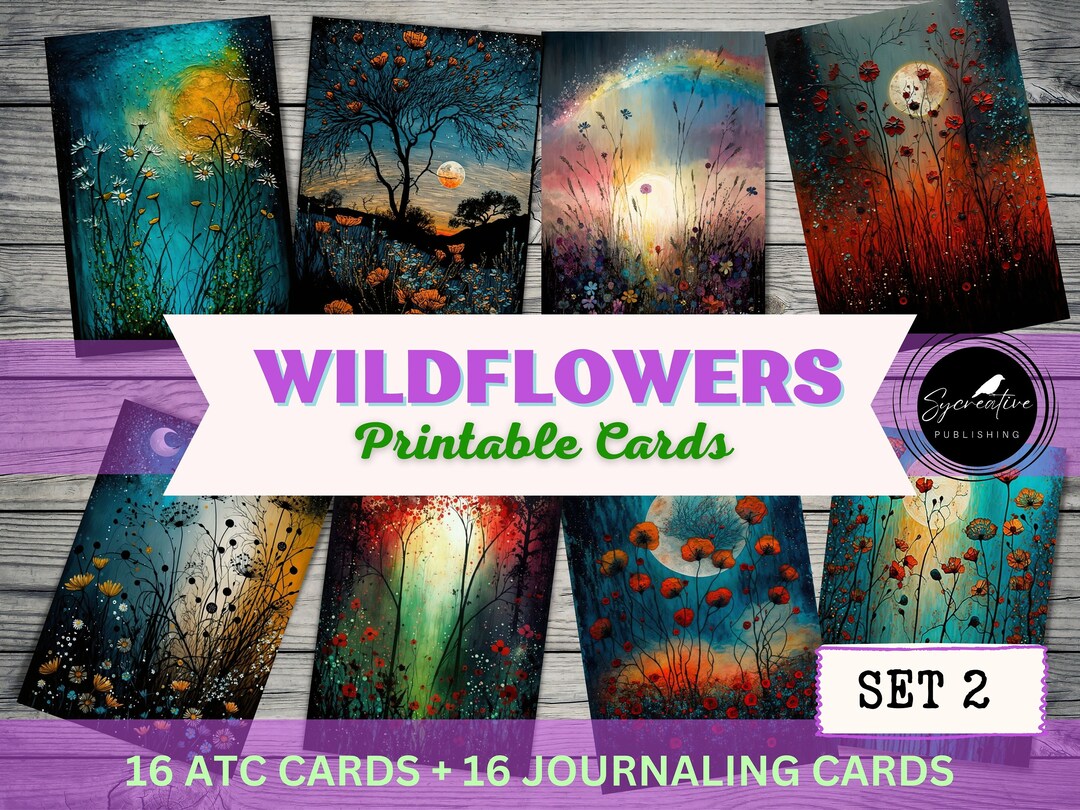 Printable Wildflower ATC Cards, Junk Journal Cards, DIGITAL DOWNLOAD ...