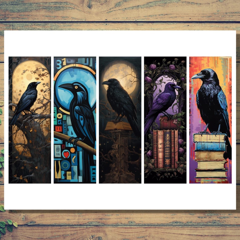 Raven Bookmark Printable Bookmarks Dark Academia Crow Mystic - Etsy