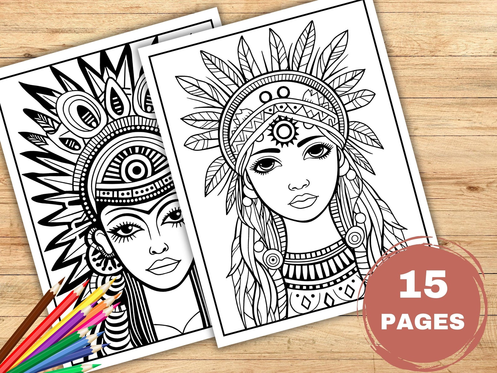 Women and Headdress Coloring Page, 15 Printable Coloring Pages ...