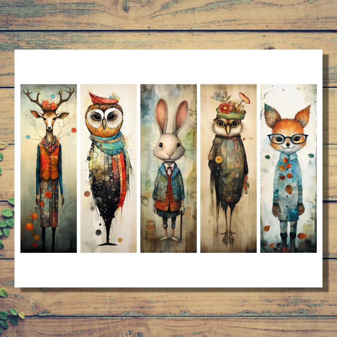 Quirky Animal Printable Bookmark Vintage Paper Bookmark Book Surrealist ...