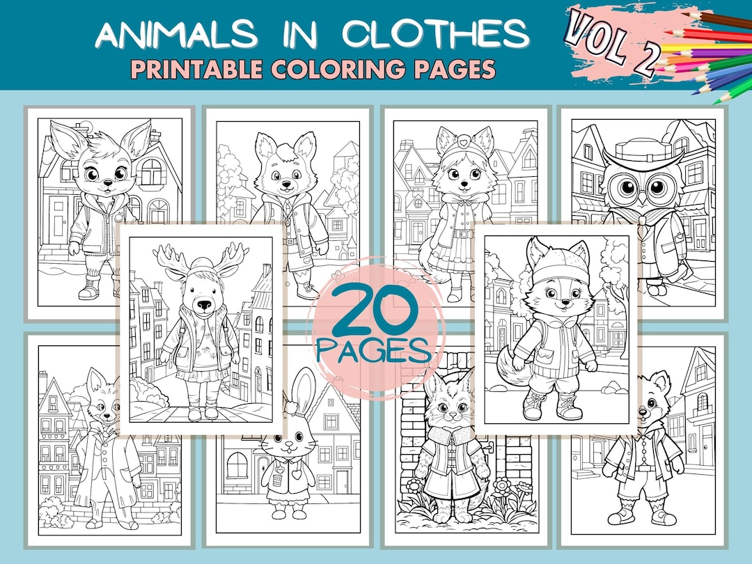 Anthropomorphic Animals in Clothes Coloring Pages 20 Printable Pages ...
